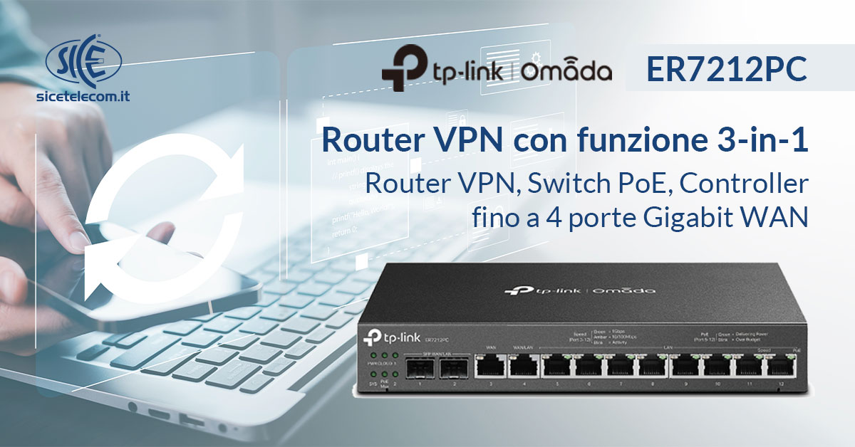 TP-Link Omada ER7212PC fino a 4 porte Gigabit WAN e funzione 3 in 1